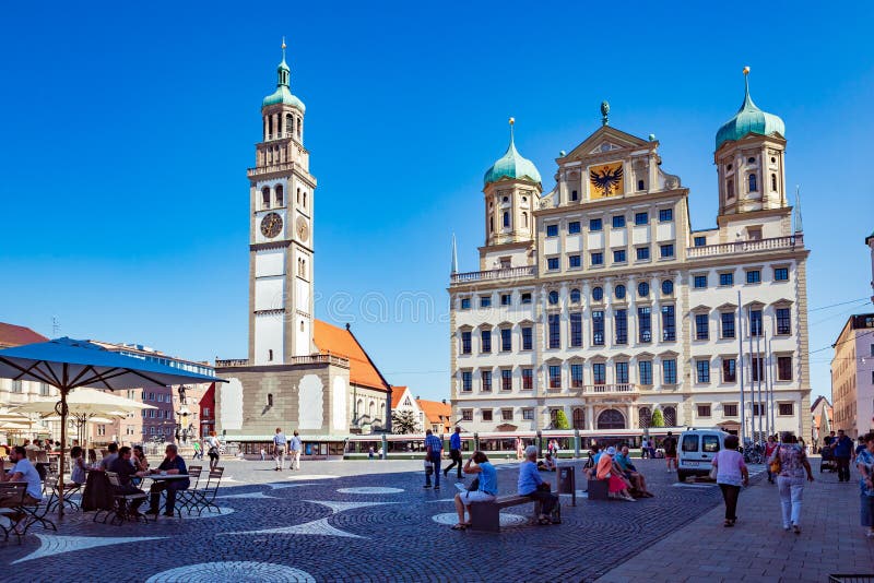 Rathausplatz of Augsburg editorial photo. Image of sightseeing - 172598356