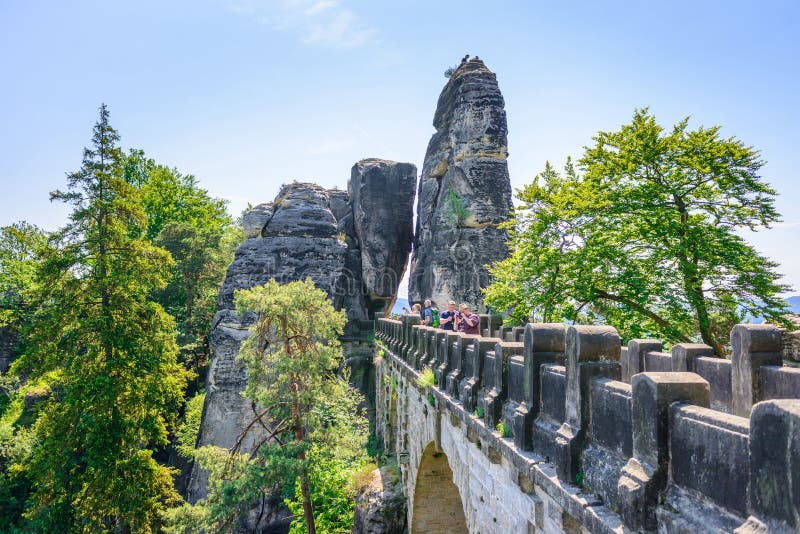 RATHEN, GERMANY - MAY 2017: Bastei Bridge in Saxon Switzerland I ...
