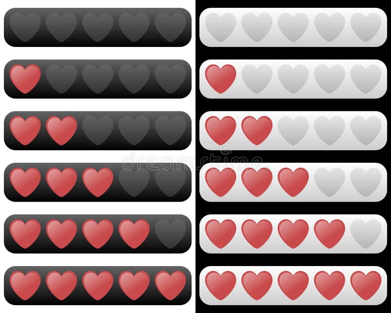 Rating Bar with Red Hearts stock vector. Illustration of design - 26558878