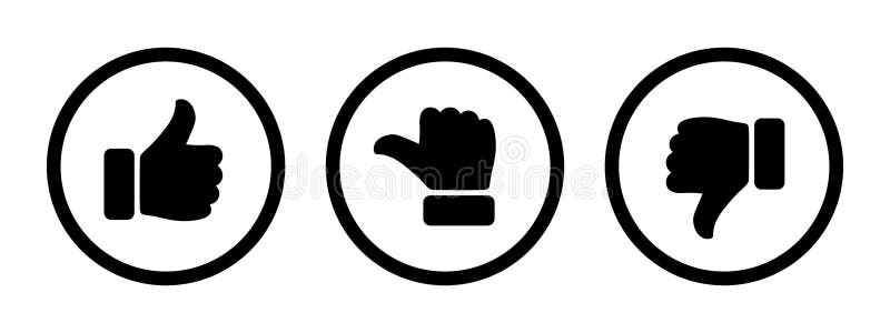 Like, Dislike and Neutral Thumb Symbols in White Circle Outline. Stock ...