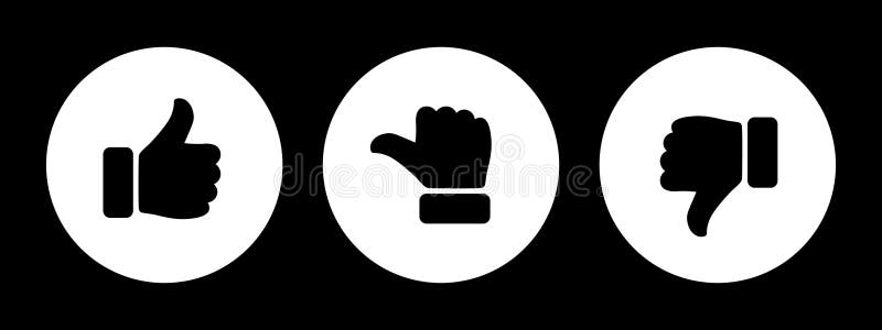 Like, Dislike and Neutral Thumb Symbols in White Circle Outline. Stock ...