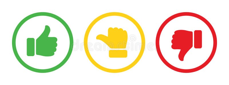 Like, Dislike and Neutral Thumb Symbols in White Circle Outline. Stock ...