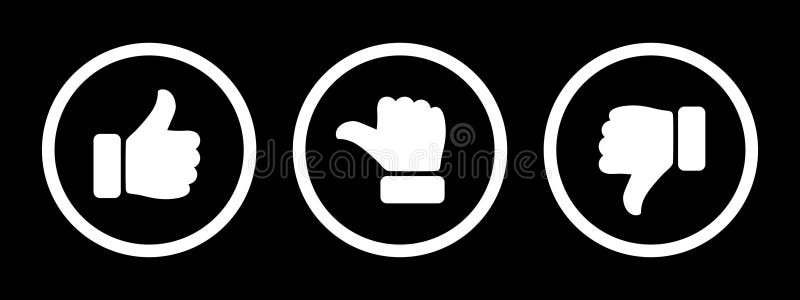 Like, Dislike and Neutral Thumb Symbols in White Circle Outline. Stock ...