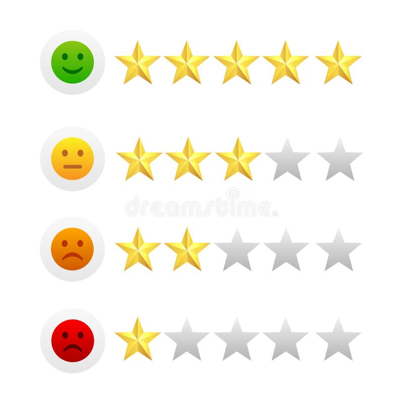 Rating and Feedback Vector Illustration with Emoji Faces Stock ...