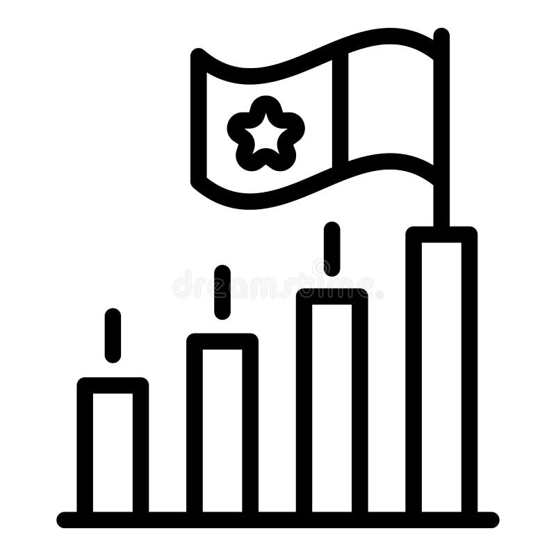 Rating Graph and Flag Icon, Outline Style Stock Vector - Illustration ...