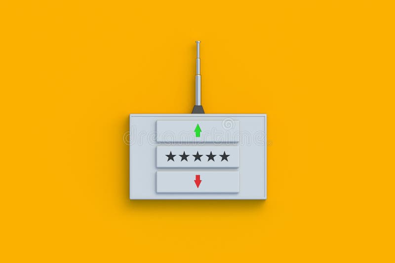 Rating and Green and Red Arrows on Buttons of Remote Control. Selecting ...