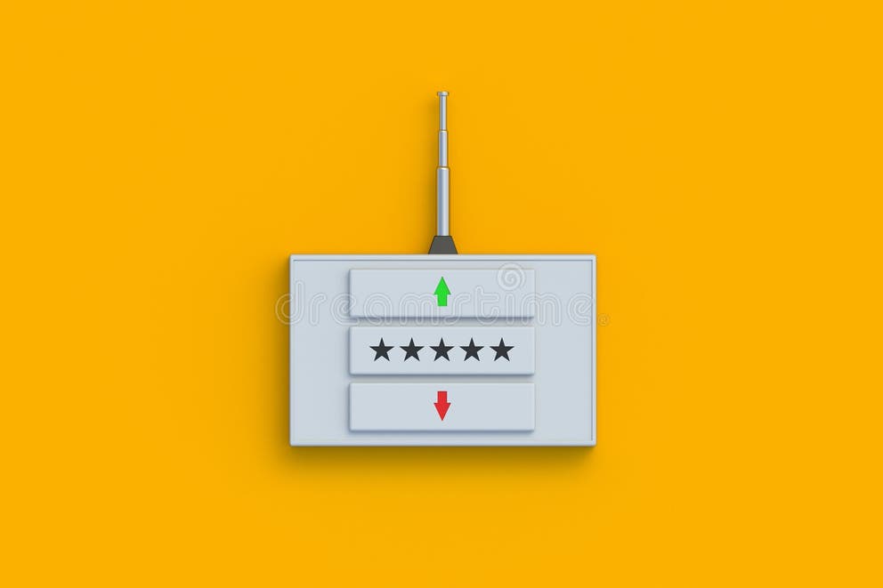 Rating and Green and Red Arrows on Buttons of Remote Control. Selecting ...