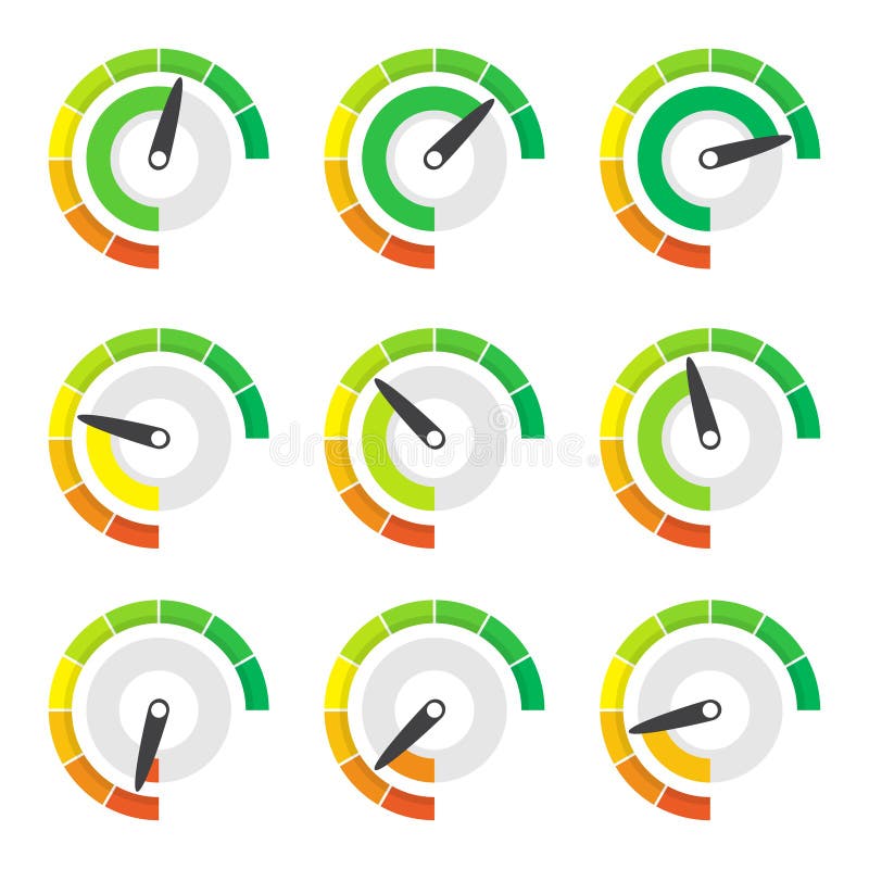 Rating Meter Gauge Element in a Flat Design. Vector Illustration Stock ...