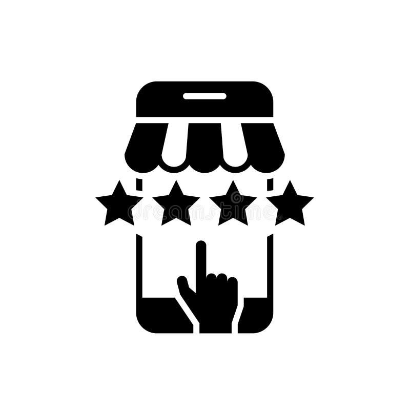 Rating of Mobile Shopping by the Customer Black Icon Stock Vector ...
