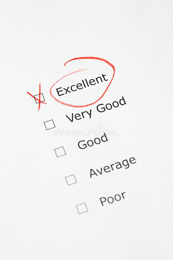 Rating Scale with EXCELLENT Checked Stock Photo - Image of shot, mark ...