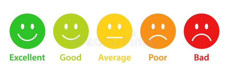 Excellent, Good, Average, Poor, Bad Emoji Icons. Flat Icon Set of ...