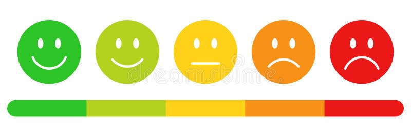 Rating Emojis Set in Different Colors with a Rating Scale. Stock Vector ...