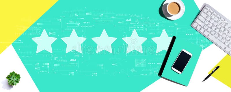 Rating Star Concept with Computer Keyboard and Office Items Stock ...