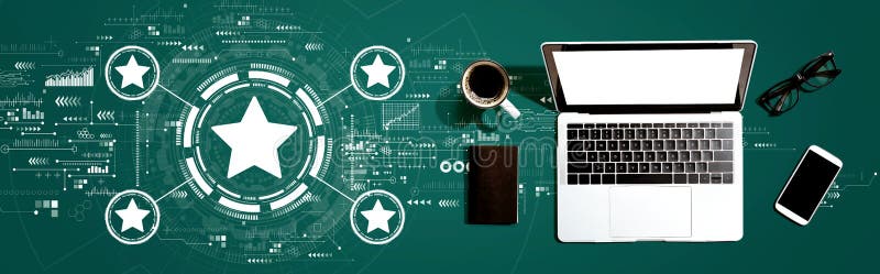 Rating Star Concept with a Laptop Computer Stock Photo - Image of ...