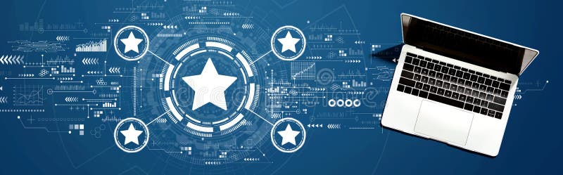 Rating Star Concept with a Laptop Computer Stock Photo - Image of ...