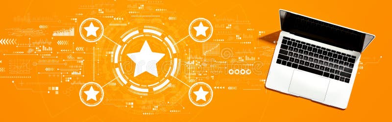 Rating Star Concept with a Laptop Computer Stock Photo - Image of ...