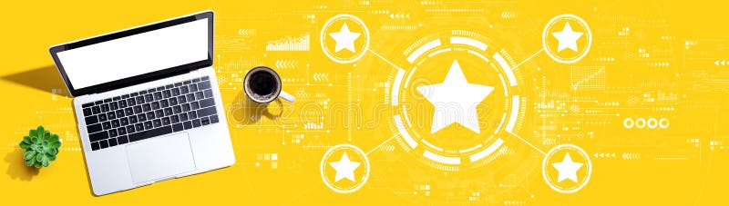 Rating Star Concept with a Laptop Computer Stock Photo - Image of ...