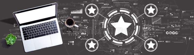 Rating Star Concept with a Laptop Computer Stock Photo - Image of ...