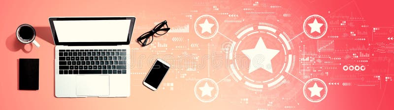 Rating Star Concept with a Laptop Computer Stock Image - Image of ...