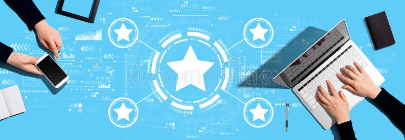 Rating Star Concept with People Working Together Stock Image - Image of ...