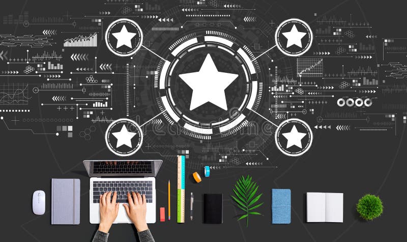 Rating Star Concept with Person Using a Laptop Stock Photo - Image of ...