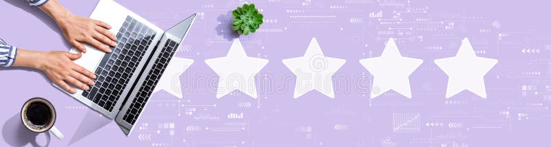 Rating Star Concept with Person Using a Laptop Editorial Photo - Image ...