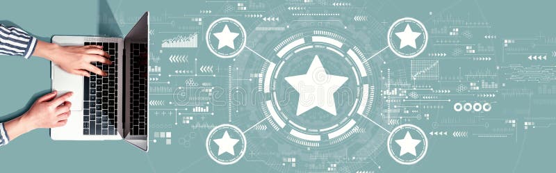 Rating Star Concept with Person Using a Laptop Stock Photo - Image of ...
