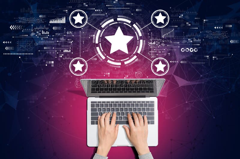 Rating Star Concept with Person Using Laptop Stock Image - Image of ...