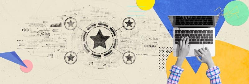 Rating Star Concept with Person Using a Laptop Computer Stock Photo ...