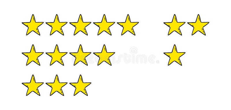 Rating 1, 2, 3, 4, 5 Stars Doodle Icon Set. Gold Star One, Two, Three ...