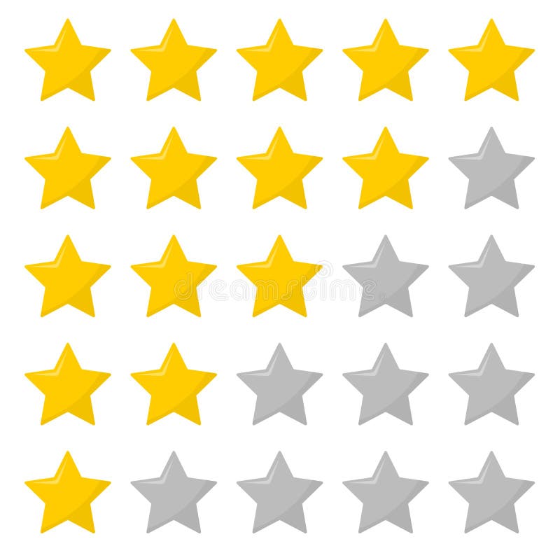 Rating Stars, Review Star Points Icon on White Background Stock ...