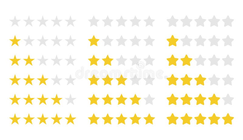 Rating Stars Set, Customer Feedback Five Star Template Stock ...