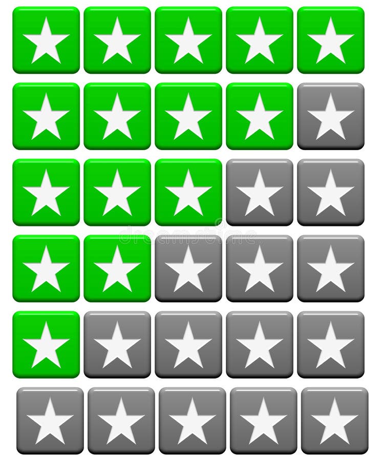 Rating System with Green and Grey Stars - 0 To 5 Stock Illustration ...
