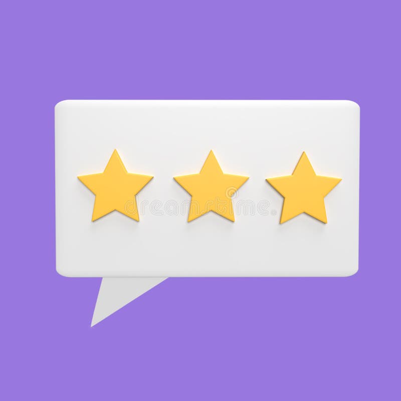 Rating Three Star 3d Icon Model Cartoon Style Concept. Render ...