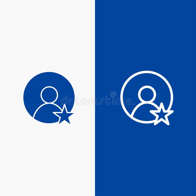 Rating, User, Profile Line and Glyph Solid Icon Blue Banner Line and ...