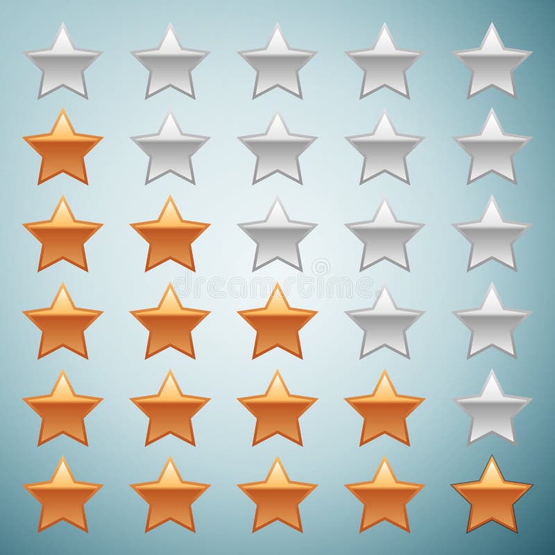 Ratings Stars 1 of 5 Icons Vector Symbol Isolated. Stock Illustration ...