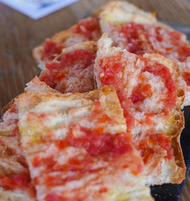 Ration of Bread with Tomato Typical of Catalonia Stock Photo - Image of ...