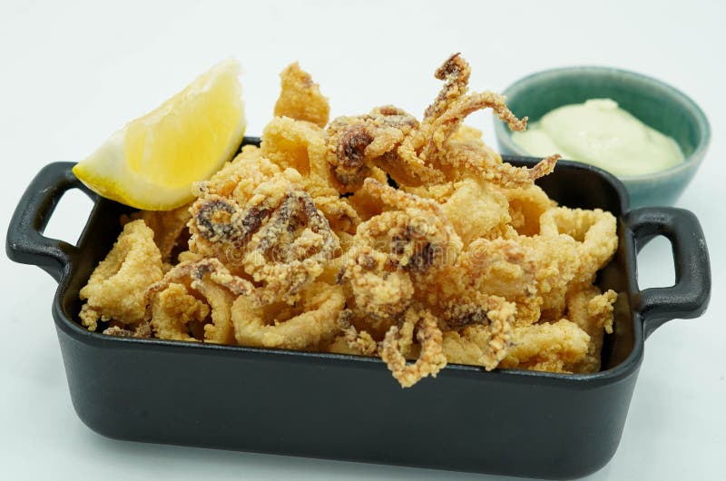 Ration of Fried Calamari Typical of a Spanish Tapas Bar Stock Photo ...