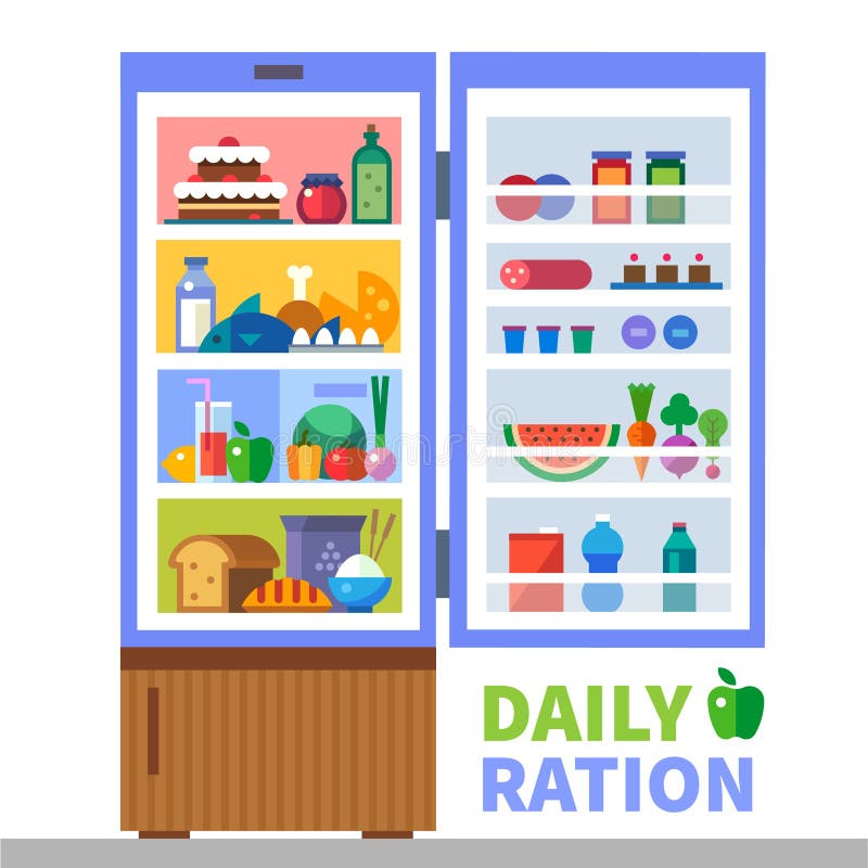 Daily Ration. Proteins, Fats, Carbohydrates Stock Vector - Illustration ...