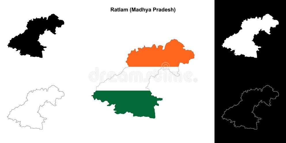 Ratlam outline map stock photo. Image of districts, shape - 368834104