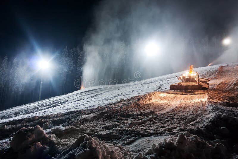 Ratrack making ski piste stock photo. Image of season - 17997740