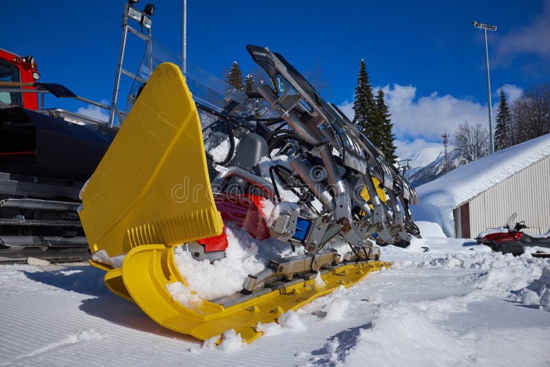 Ratrack on a skiing slope stock image. Image of season - 80538731