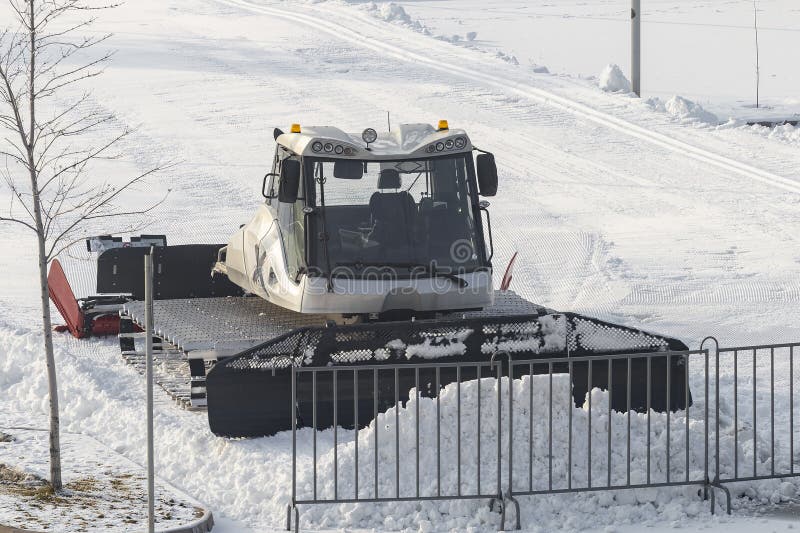 Ratrak Tractor for Compacting Snow and Laying Ski Tracks Stock Photo ...