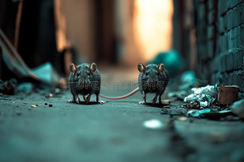 Rats in Trash and Dark Spaces, Representing Infestation, Waste, and ...