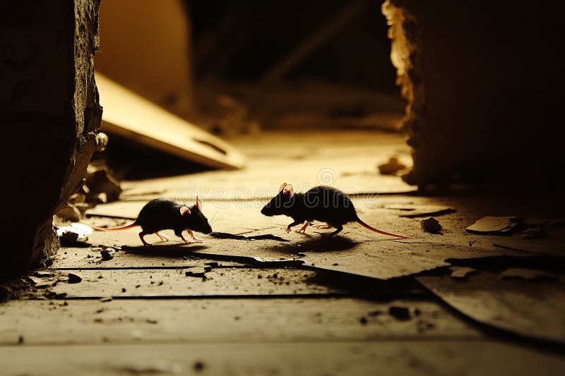 Rats in Trash and Dark Spaces, Representing Infestation, Waste, and ...