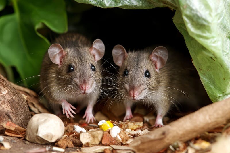 Rats in Trash and Dark Spaces, Representing Infestation, Waste, and ...