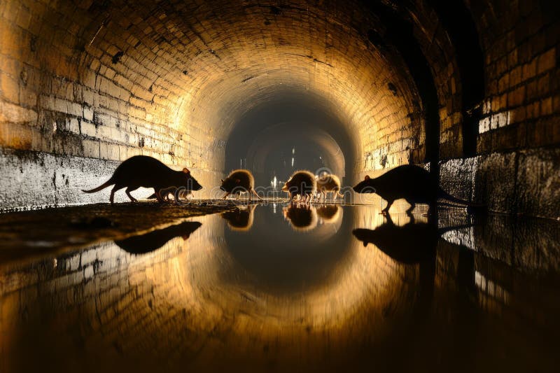 Rats in Trash and Dark Spaces, Representing Infestation, Waste, and ...