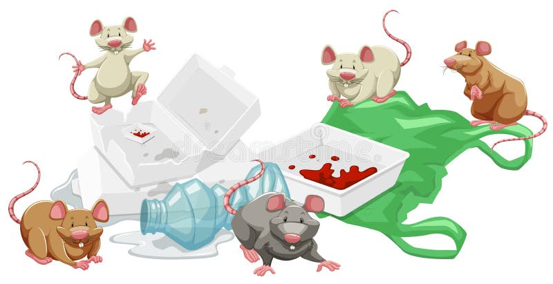 Rats in the trash pile stock vector. Illustration of drawing - 81896144