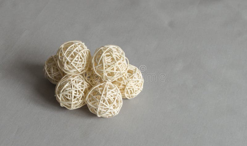 Rattan Balls on Gray Background-image Stock Photo - Image of natural ...