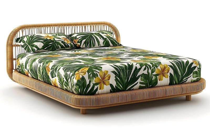 Tropical Rattan Bed stock illustration. Illustration of woven - 374883451
